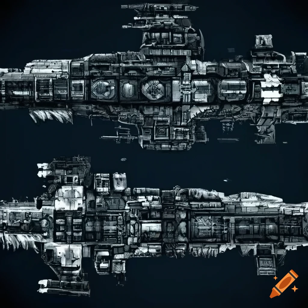 Intricate emperor-class space battleship blueprint from warhammer 40k ...