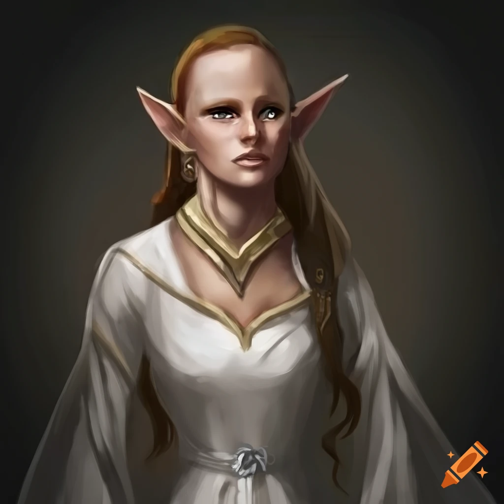 Dnd elf in white and gold robe on Craiyon