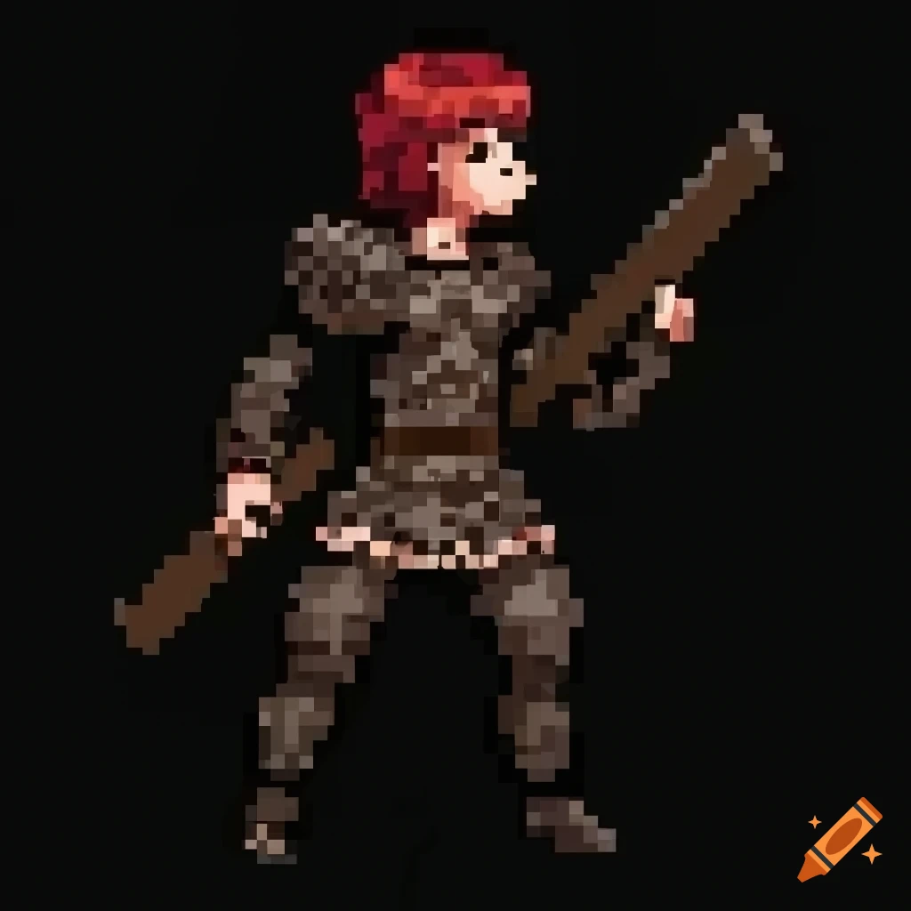 Ruby 'the ruthless' in rugged leather armor with makeshift weapons on ...