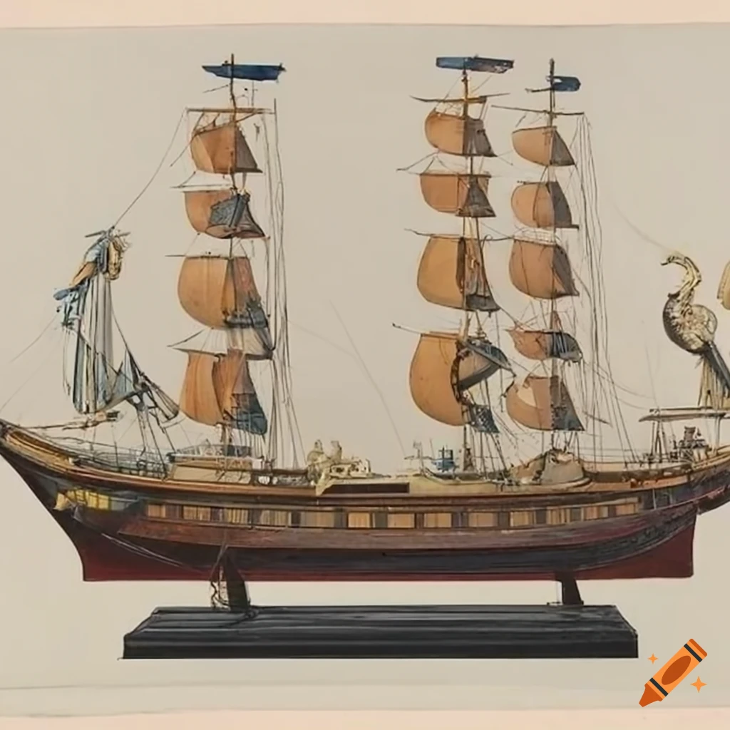 Sleek and magnificent sailing ship hippaforalkus with an owl figurehead ...