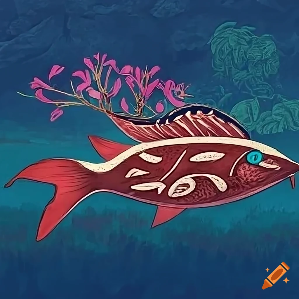Underwater panorama with waterfowl, fish, and aquatic plants in Celtic ...