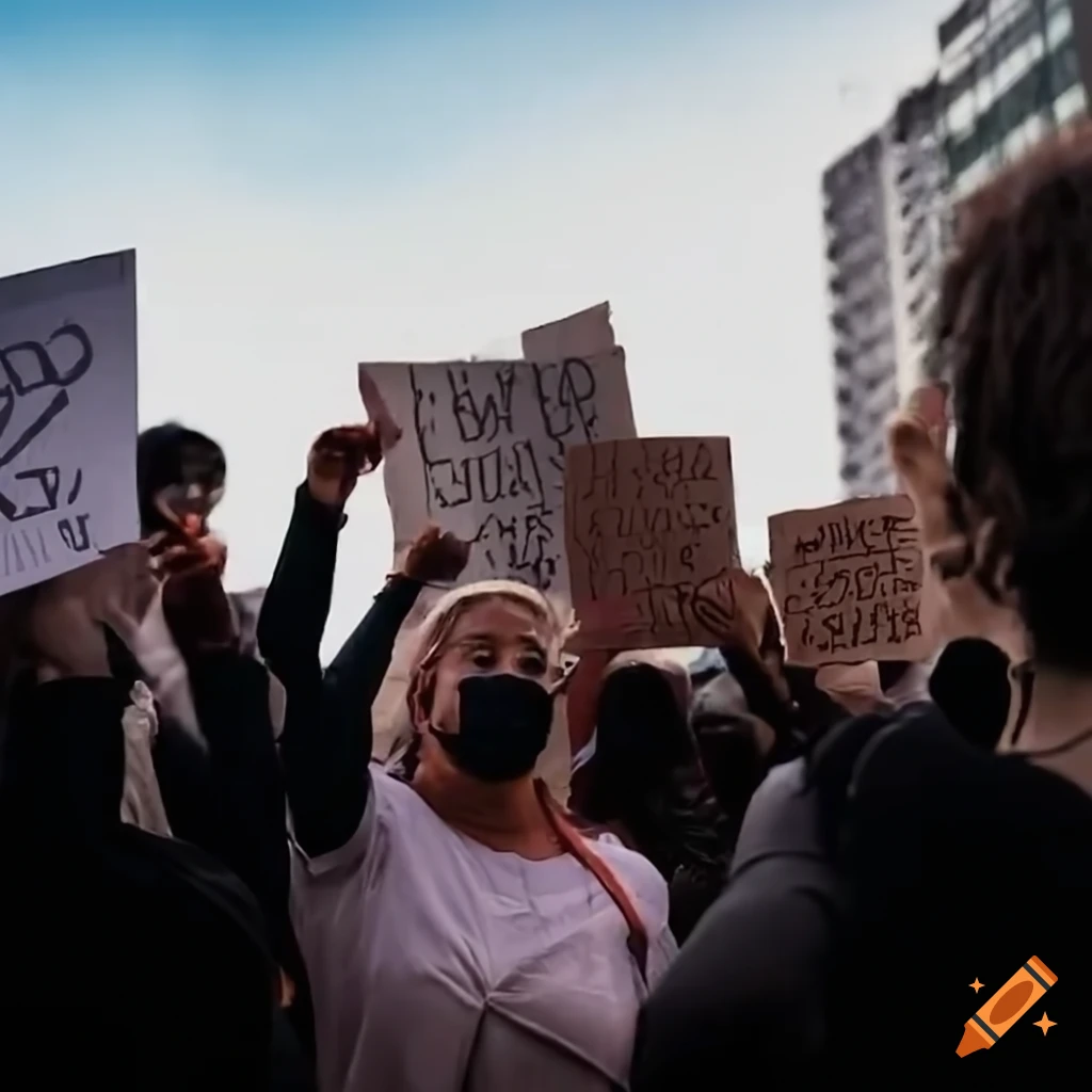 Crowd demonstrating solidarity with protest signs against injustice and ...