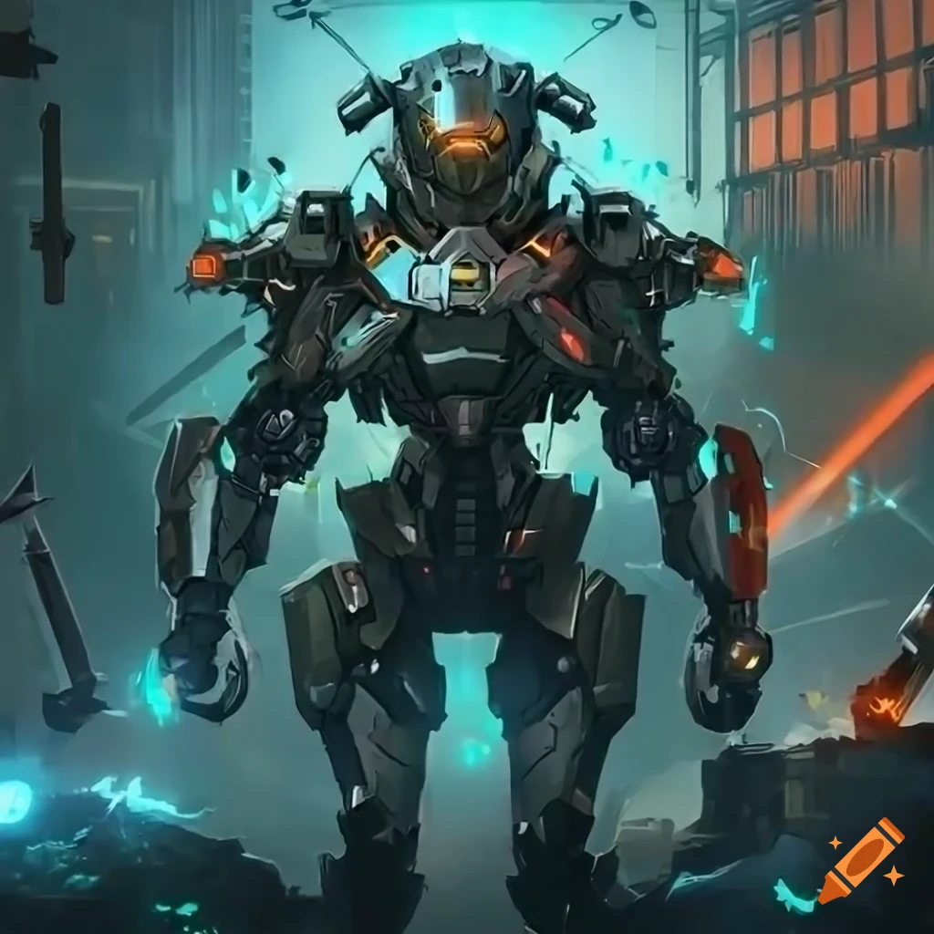 Brave sci-fi hero in advanced mechanical armor artwork in stunning 8k ...