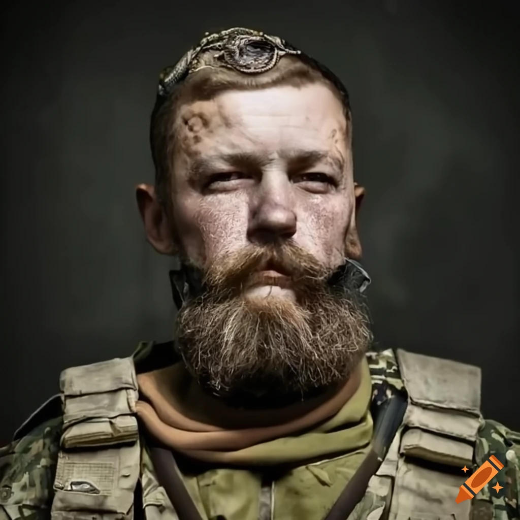 Brave soldier with battle scars in vintage uniform on Craiyon