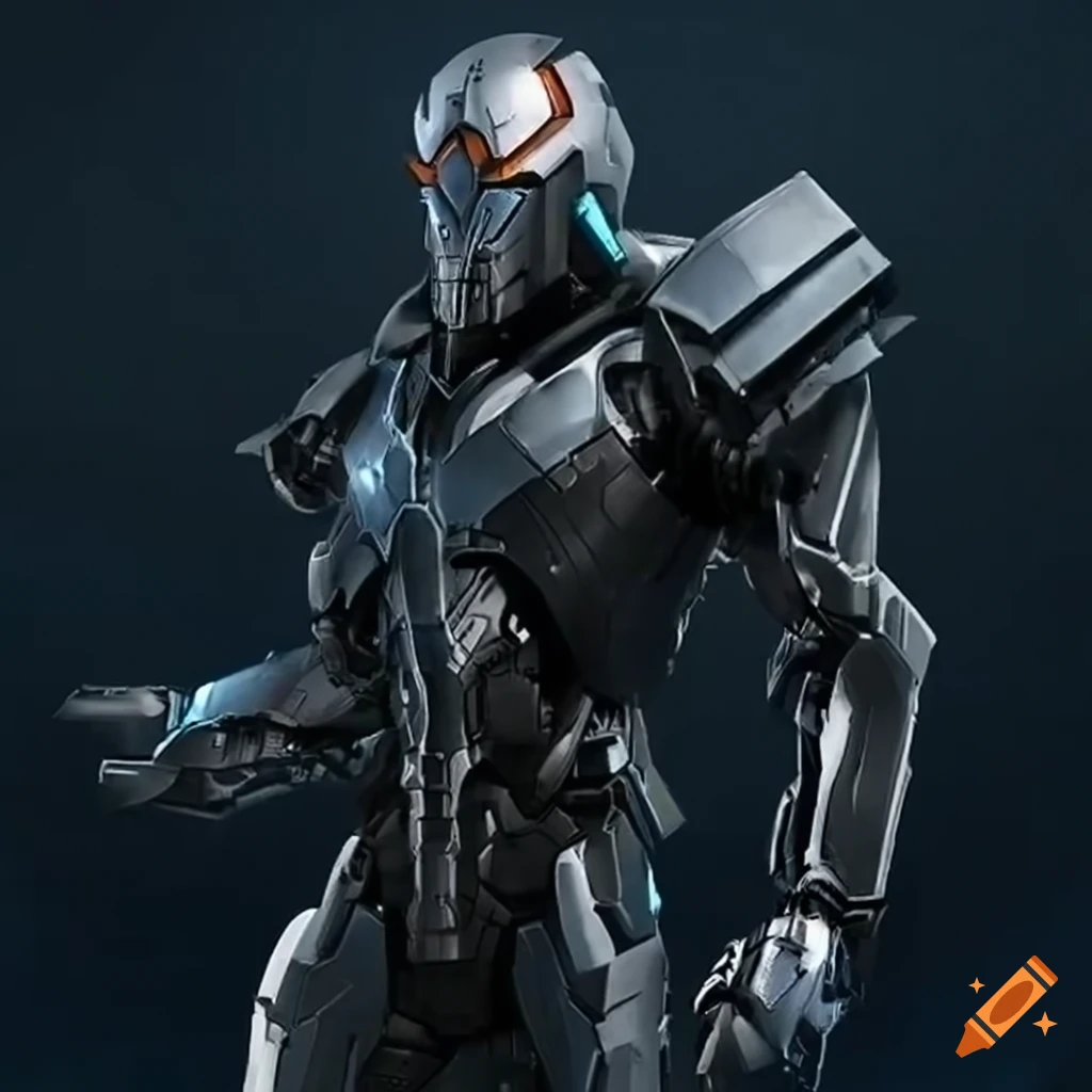 Sci-fi hero in bio-mechanical armor with port hands on Craiyon