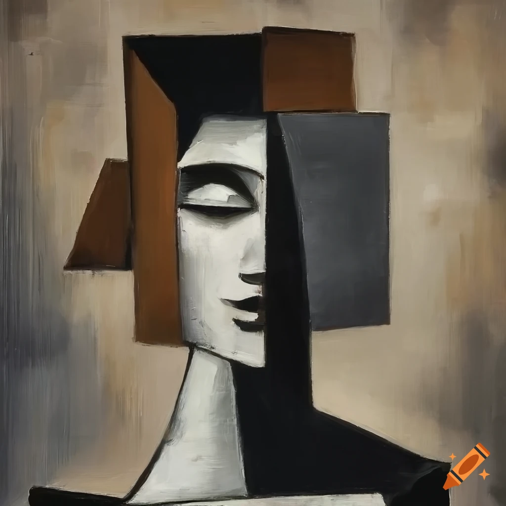 Cubism oil painting of a beautiful woman with geometric patterns in ...