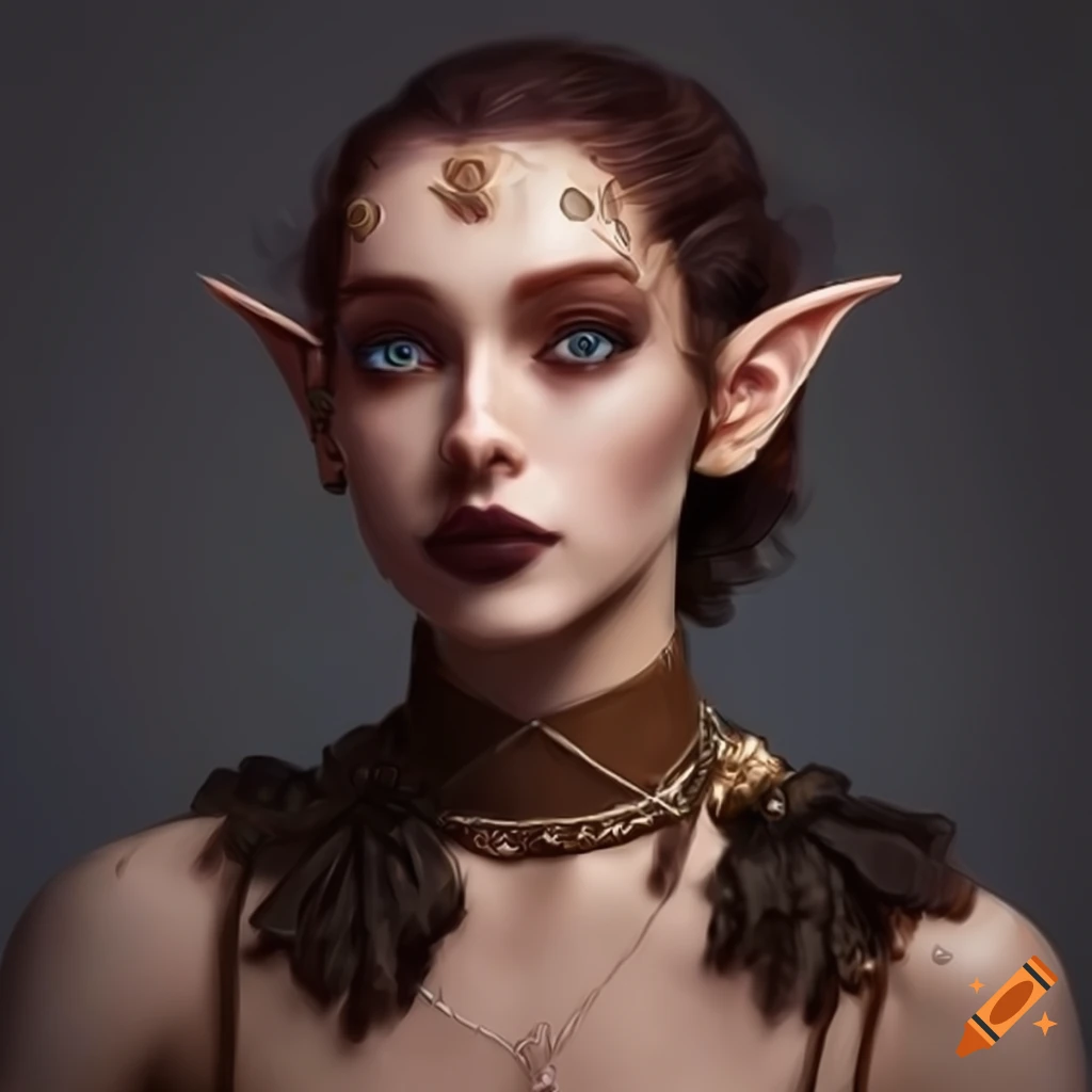 Captivating half-elf warlock character with tan skin and Middle Eastern ...