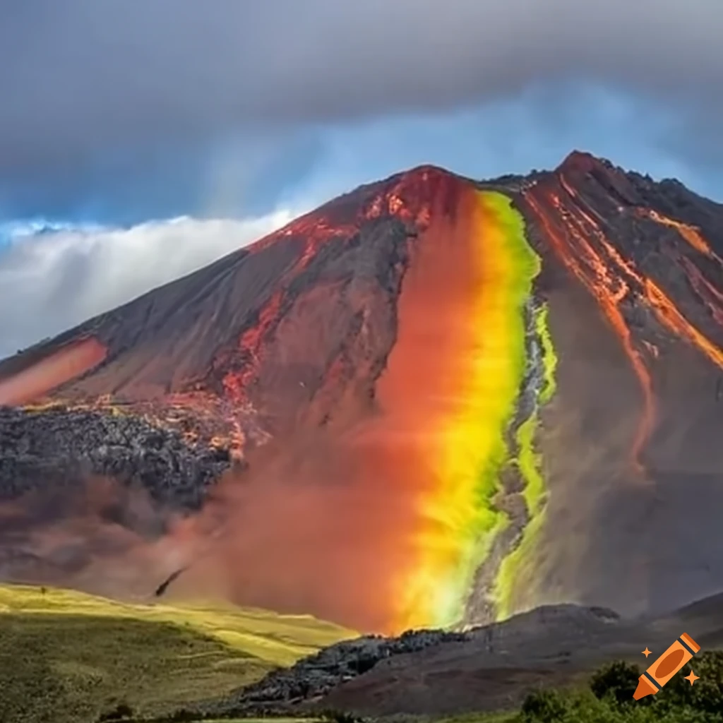 Rainbow volcano eruption on Craiyon