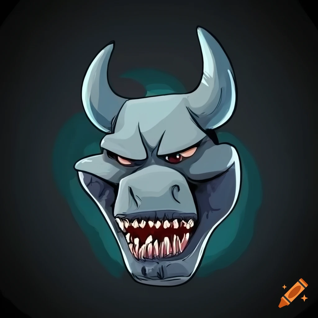 Cartoon angry creature with bull's body and shark's head on Craiyon