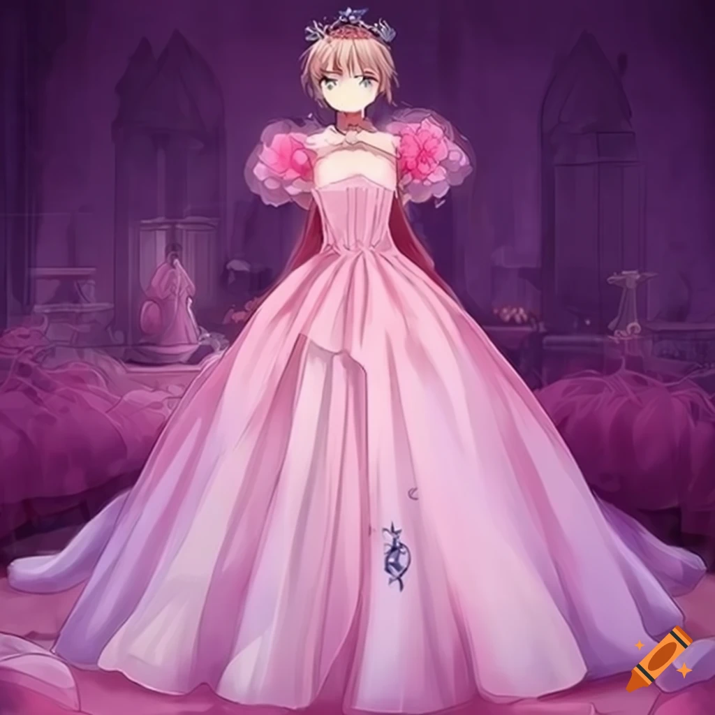 Cute anime boy in pink princess ballgown on Craiyon