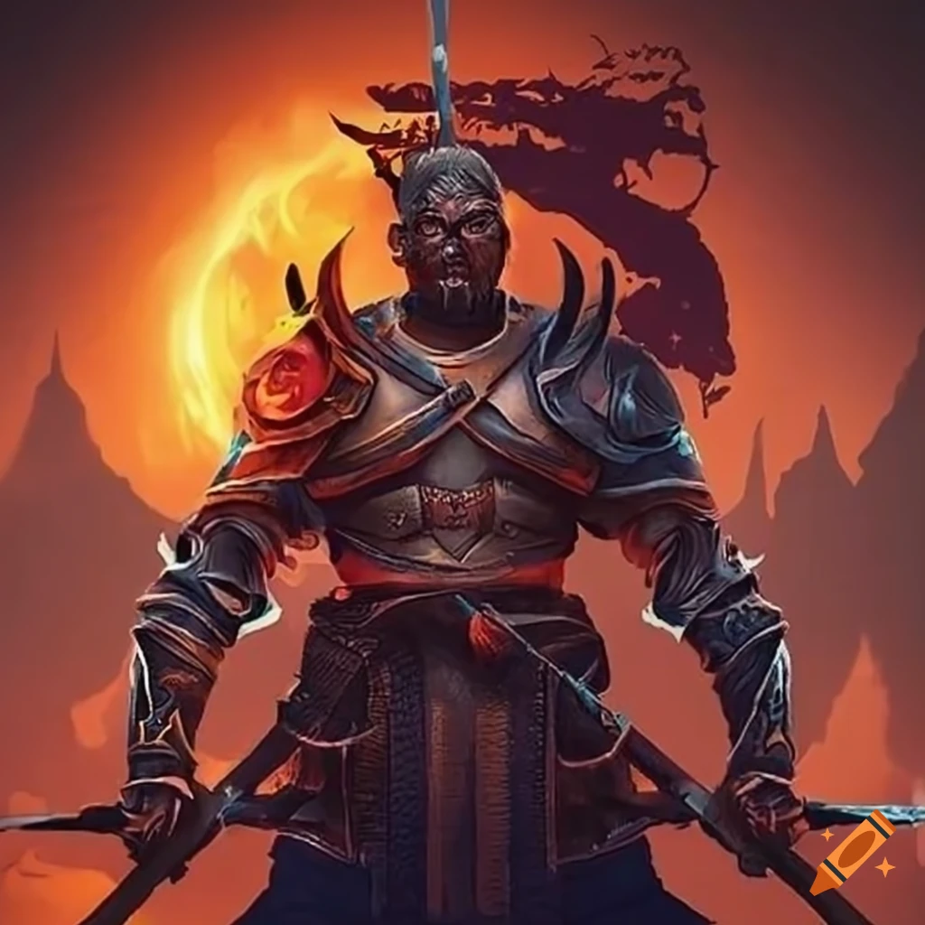 Righteous warrior empowering and healing allies with holy fire on Craiyon