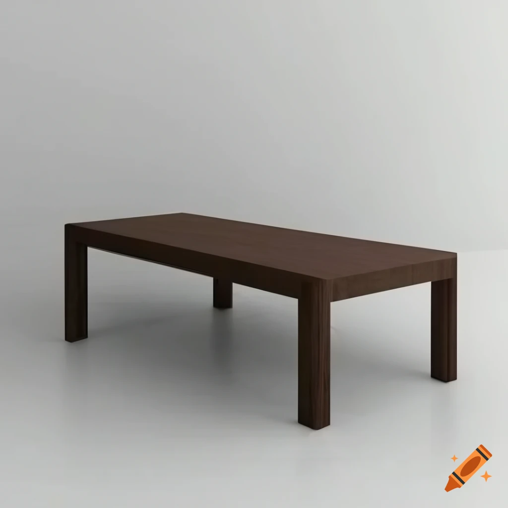 Minimalist 3D design of a brown dining table and chair on Craiyon