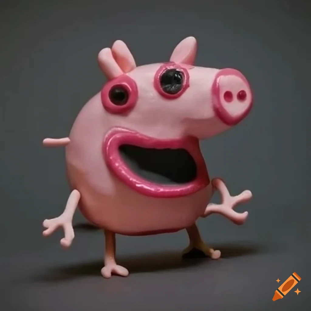 Creepy plasticine horror inspired by Peppa Pig on Craiyon