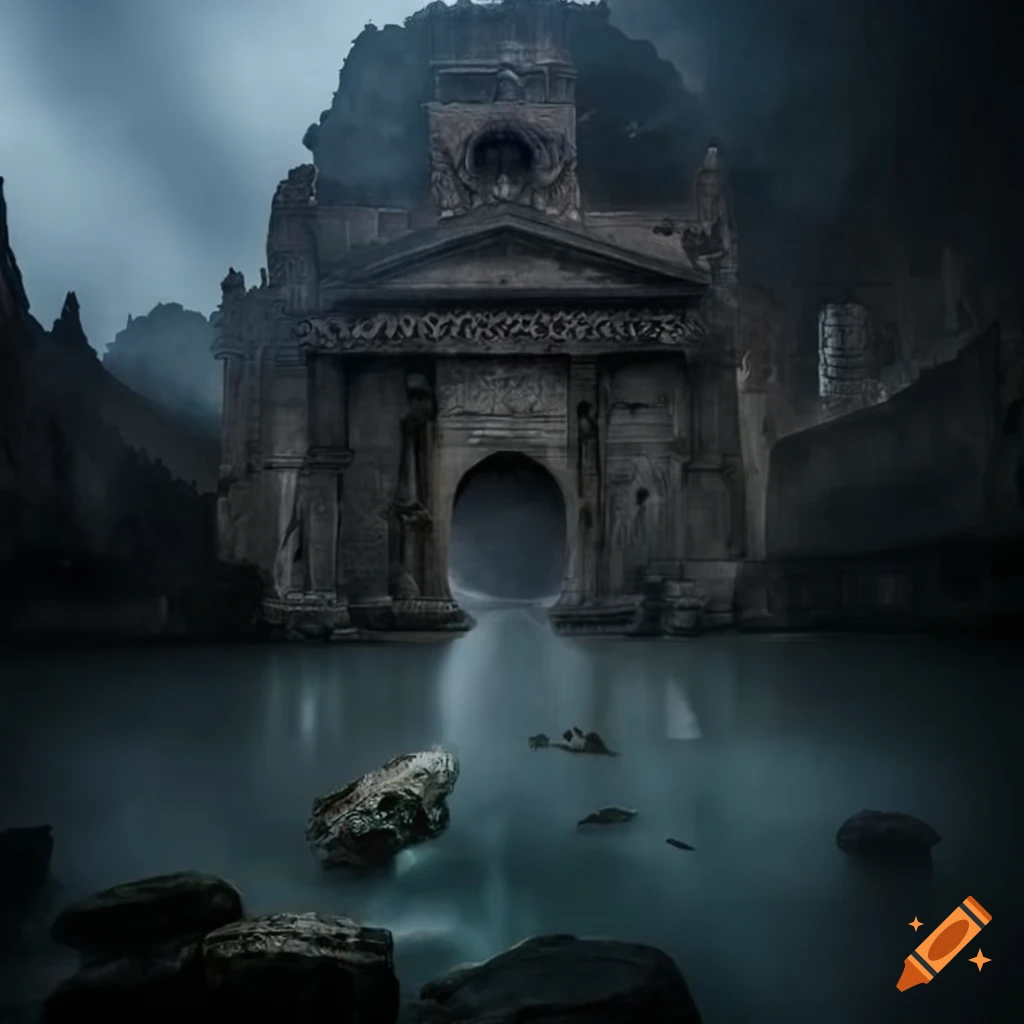 Roman underworld with dark landscapes and mystical creatures on Craiyon