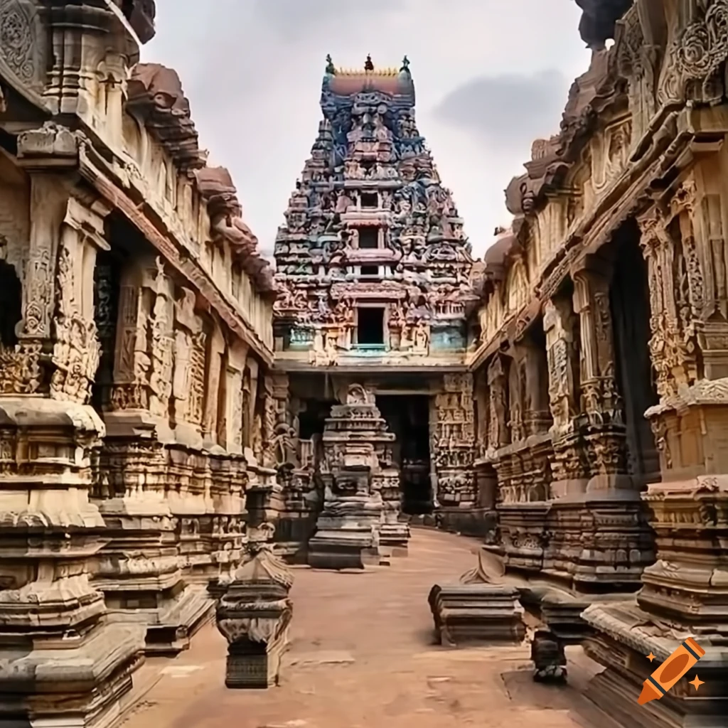 Tamil Nadu temples with intricate architecture and carved columns on ...