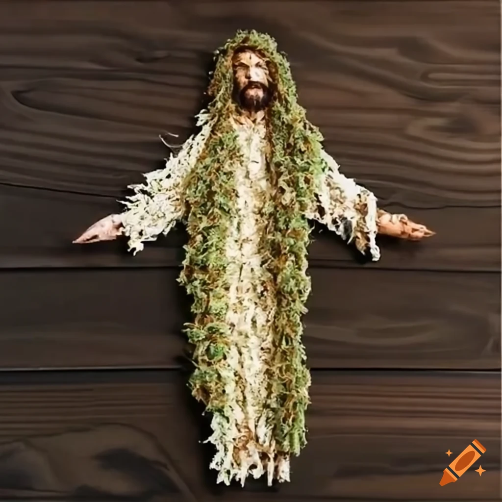 Artistic depiction of Jesus sculpture made of cannabis on Craiyon