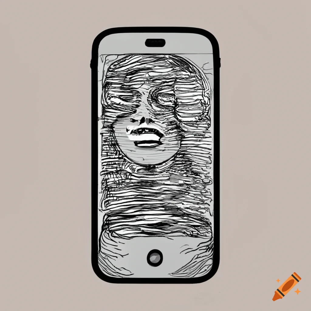 Muted notification sketch on abstract phone on Craiyon