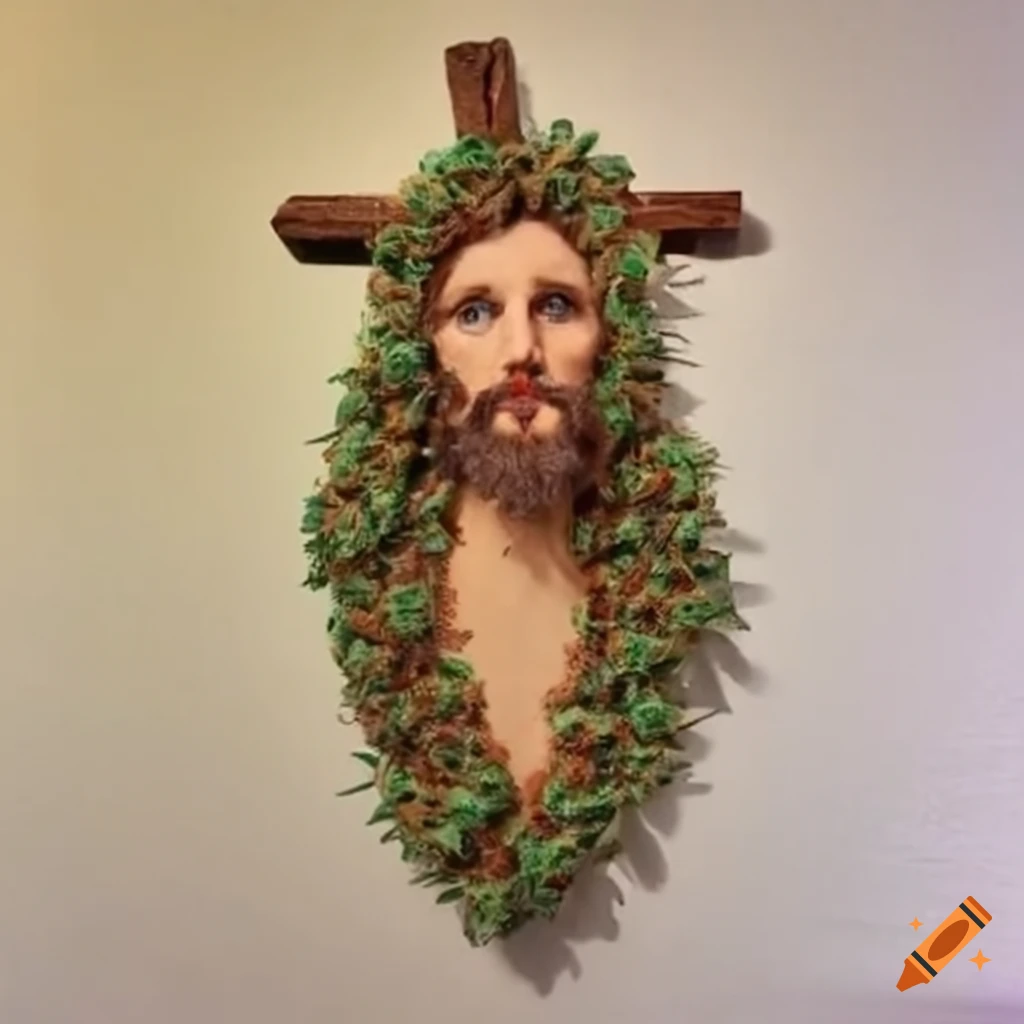 Artistic depiction of jesus made out of cannabis on Craiyon