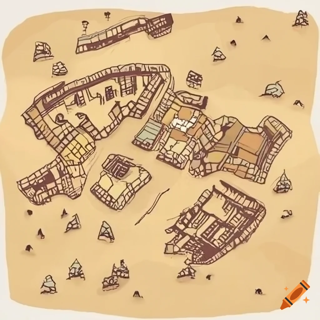 Sci-fi desert town map on Craiyon