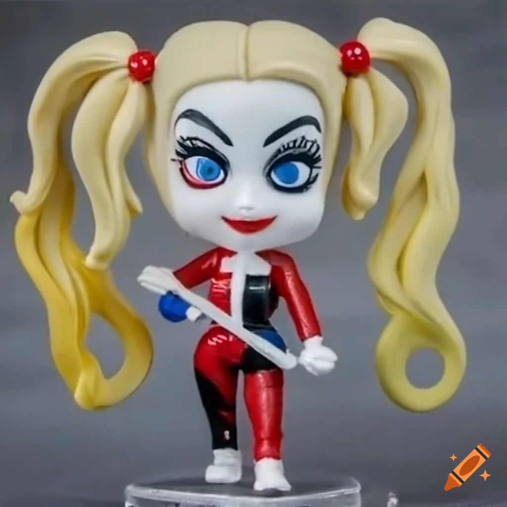 Harley Quinn Margot Robbie plasticine chibi figure in stop motion on ...