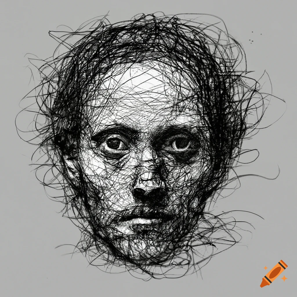 Portrait in the style of adam riches scribble portraits with a ...
