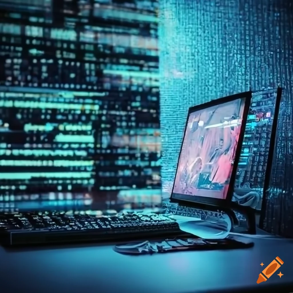 Computer programming code in action on a high-resolution monitor on Craiyon