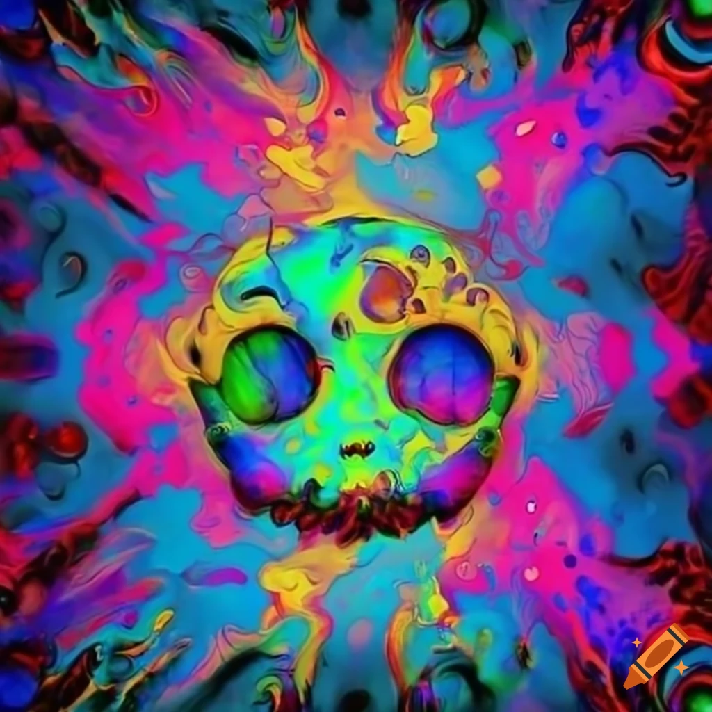 Dissociated emoji in a trippy-psychedelic art on Craiyon