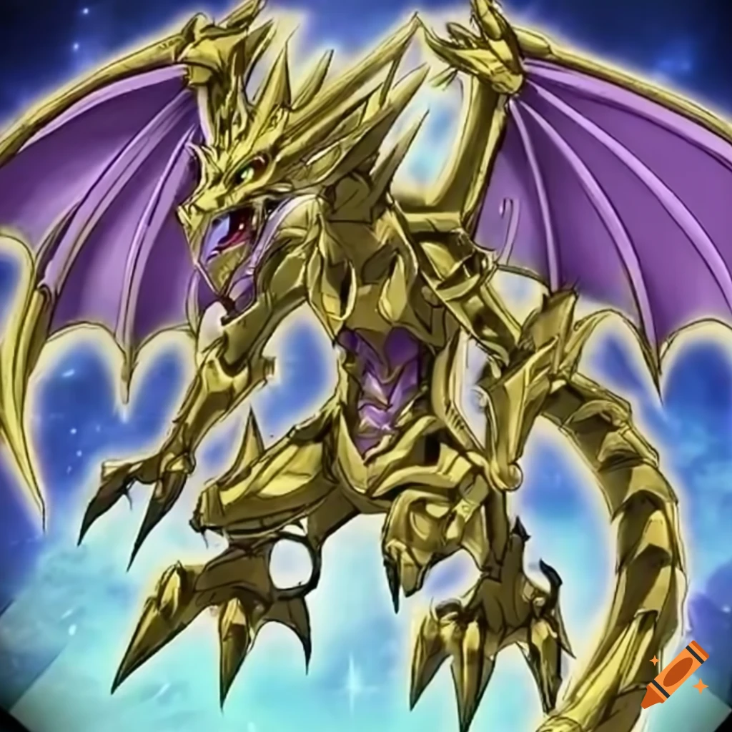 Gold-eyes bronze dragon with bat-like wings in a cosmic setting and ...