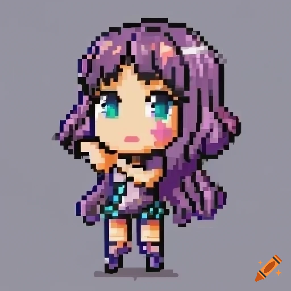 Chibi super-deformed anime girl game sprite in vector art style on Craiyon