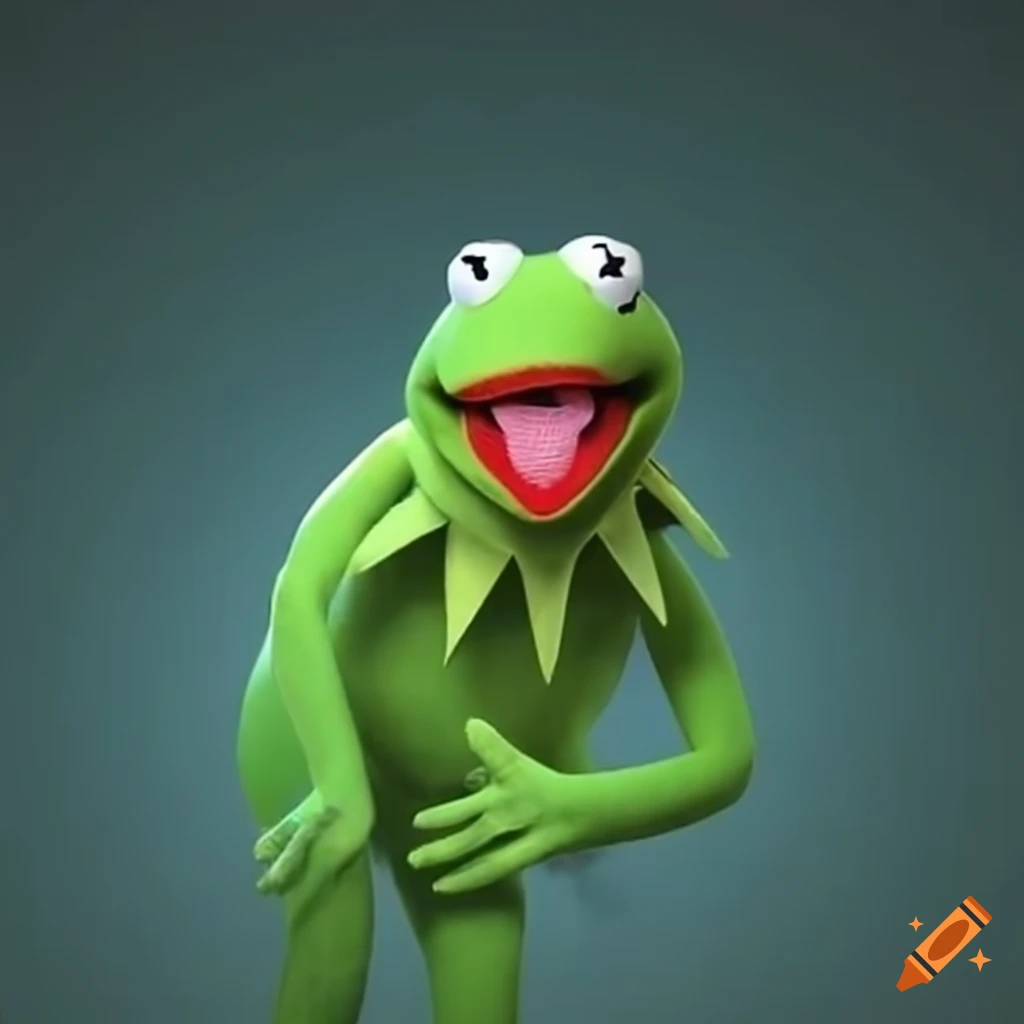 Kermit the Frog lifting a trophy with the England football team on Craiyon