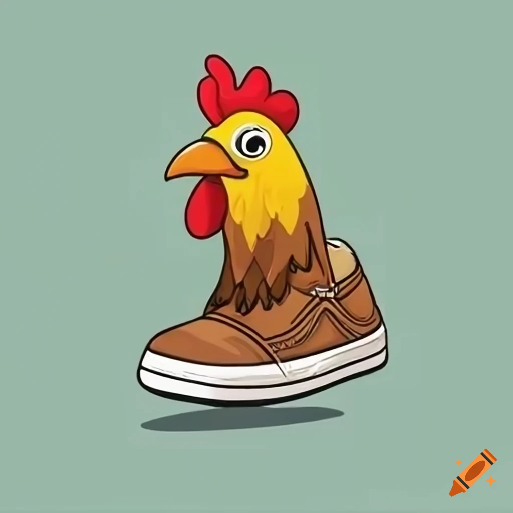 Cartoon chicken in sneakers on Craiyon