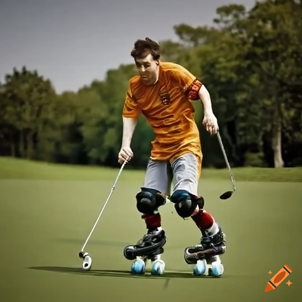 Lionel messi playing golf in roller skates on Craiyon