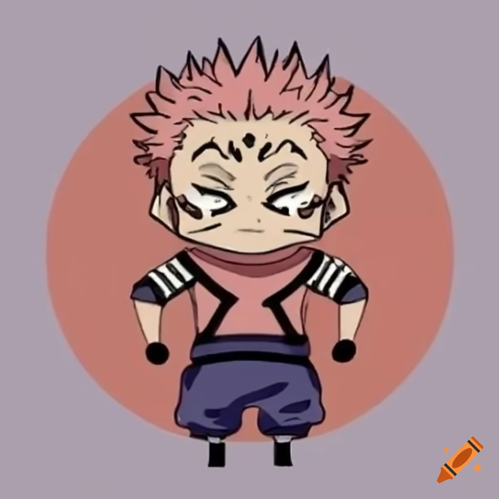 Chibi version of jujutsu kaisen's sukuna on a white background on Craiyon