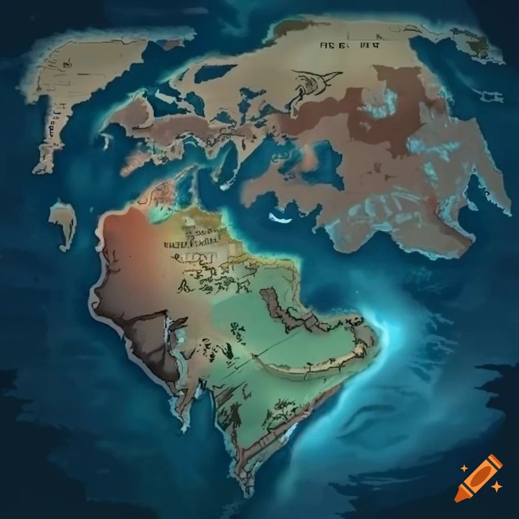 Map depicting Atlas Empire in the grasslands to the northwest and ...