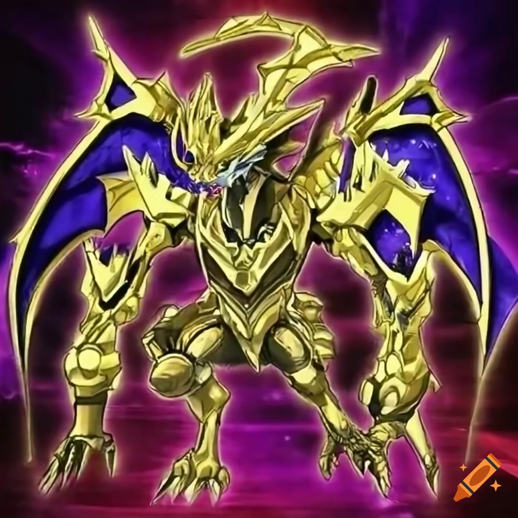 Gold-eyes bronze dragon with bat-like wings and vicious tail in cosmic ...