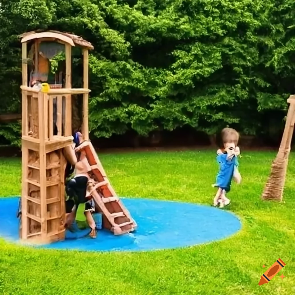 Child-friendly outdoor play space with a sense of adventure on Craiyon