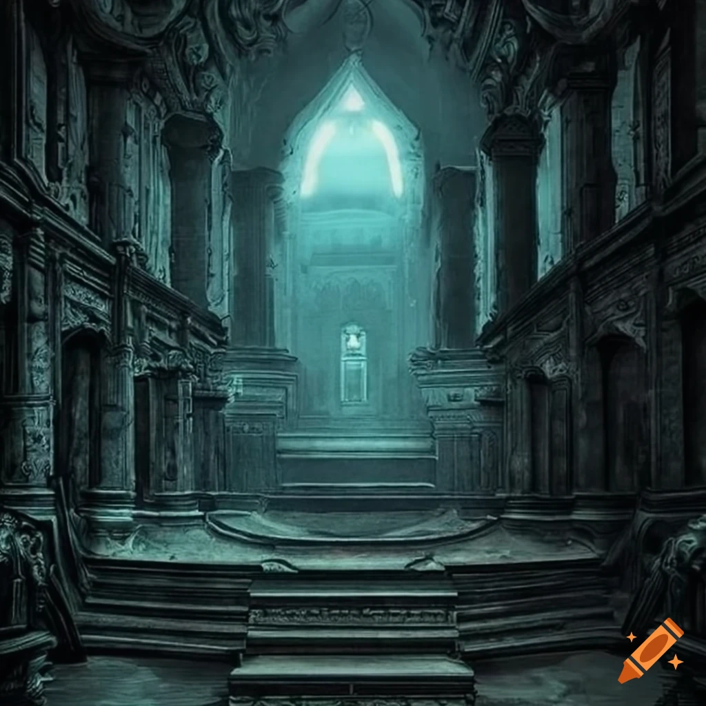 Dark temple interiors on Craiyon