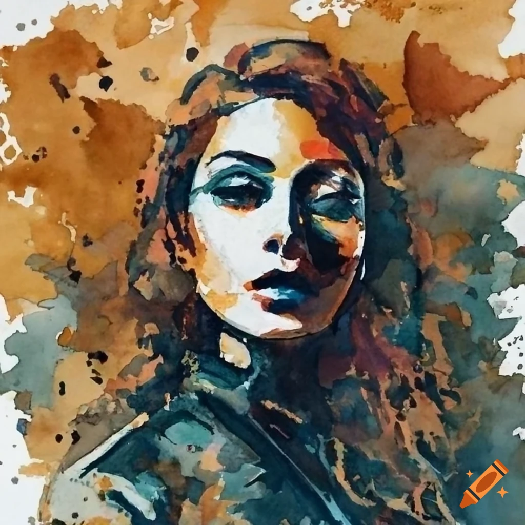 Woman portrait in metal gear solid art style with abstract forest ...