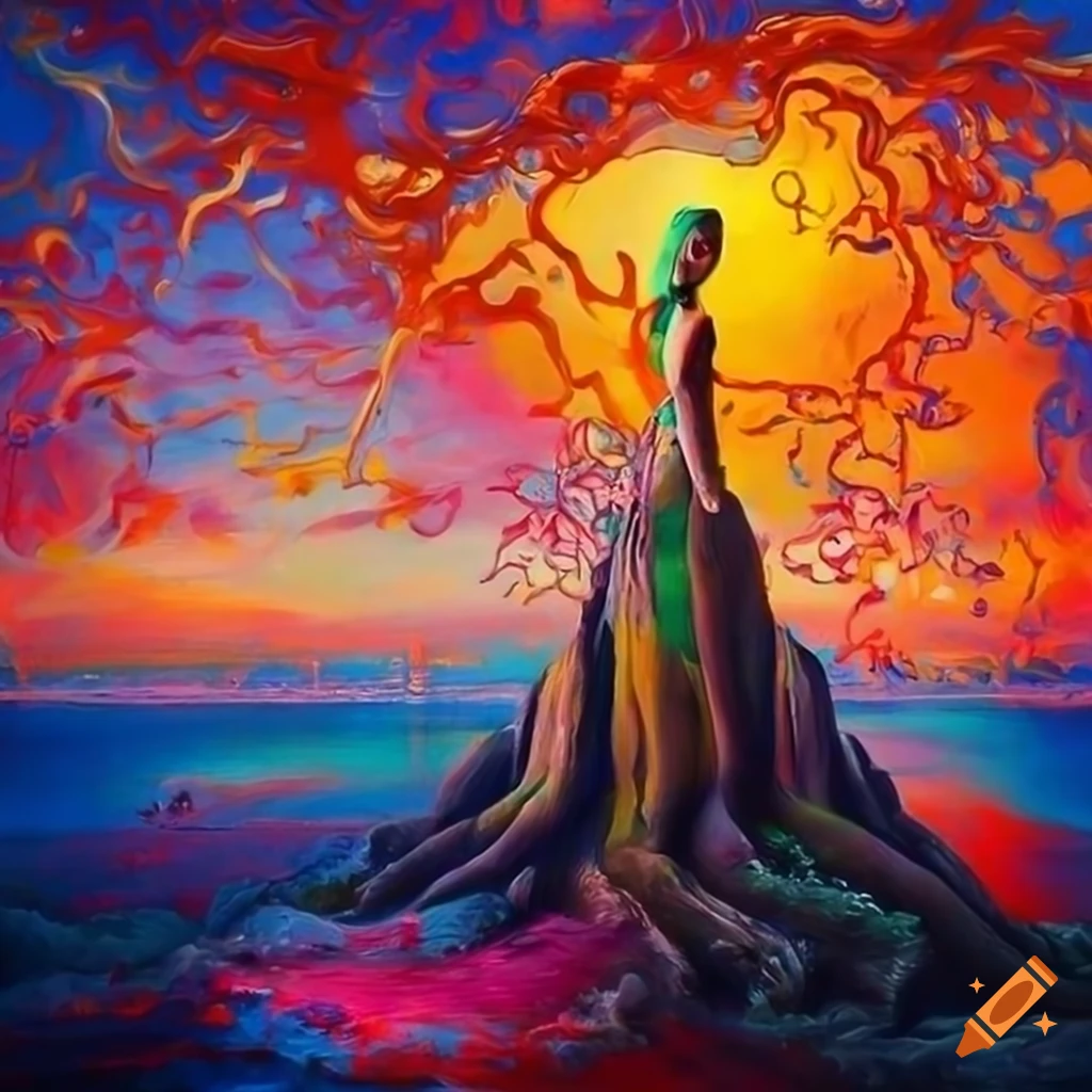Visually stunning surreal art painting with rich colors and symbolism on Craiyon