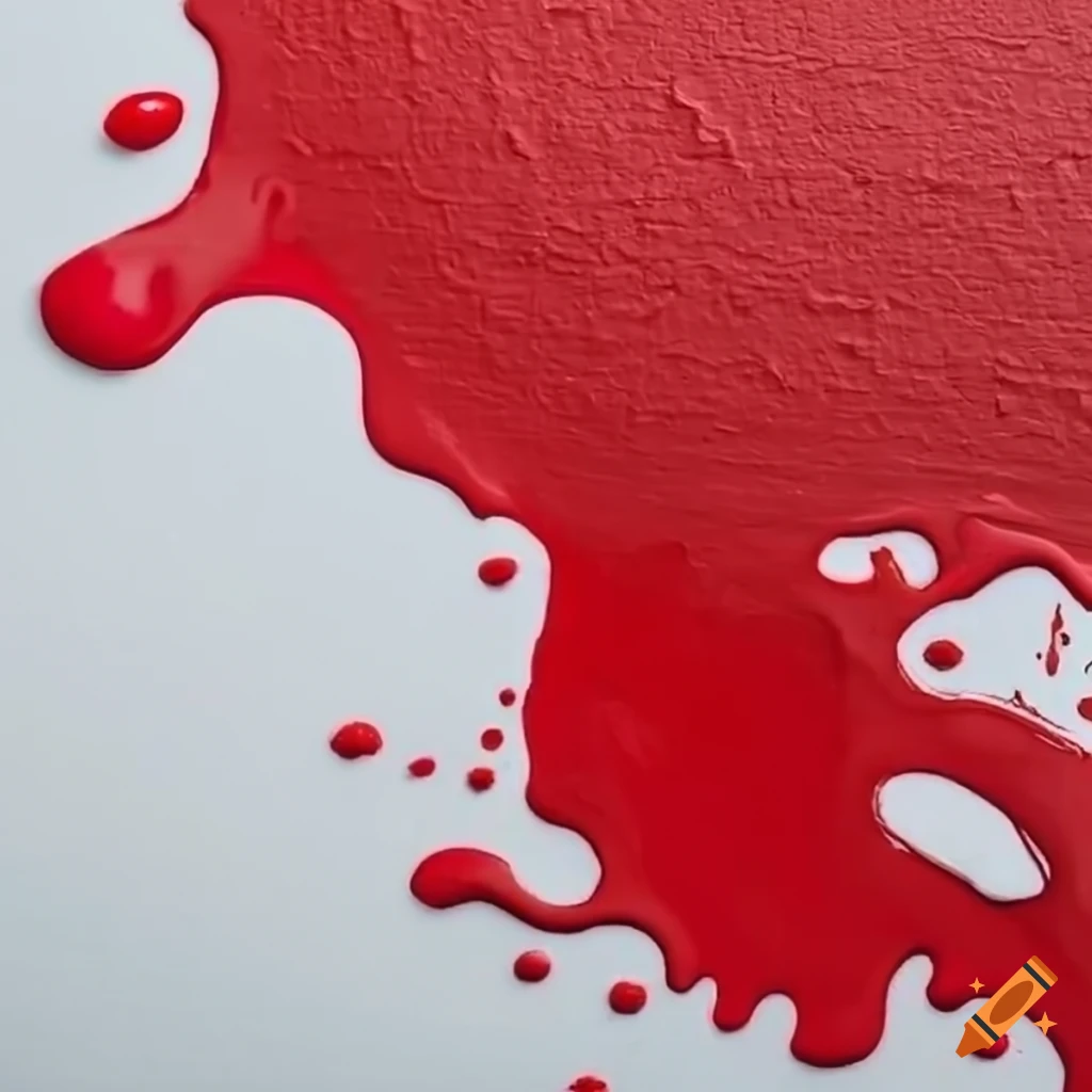 Red paint spilling on a white canvas on Craiyon