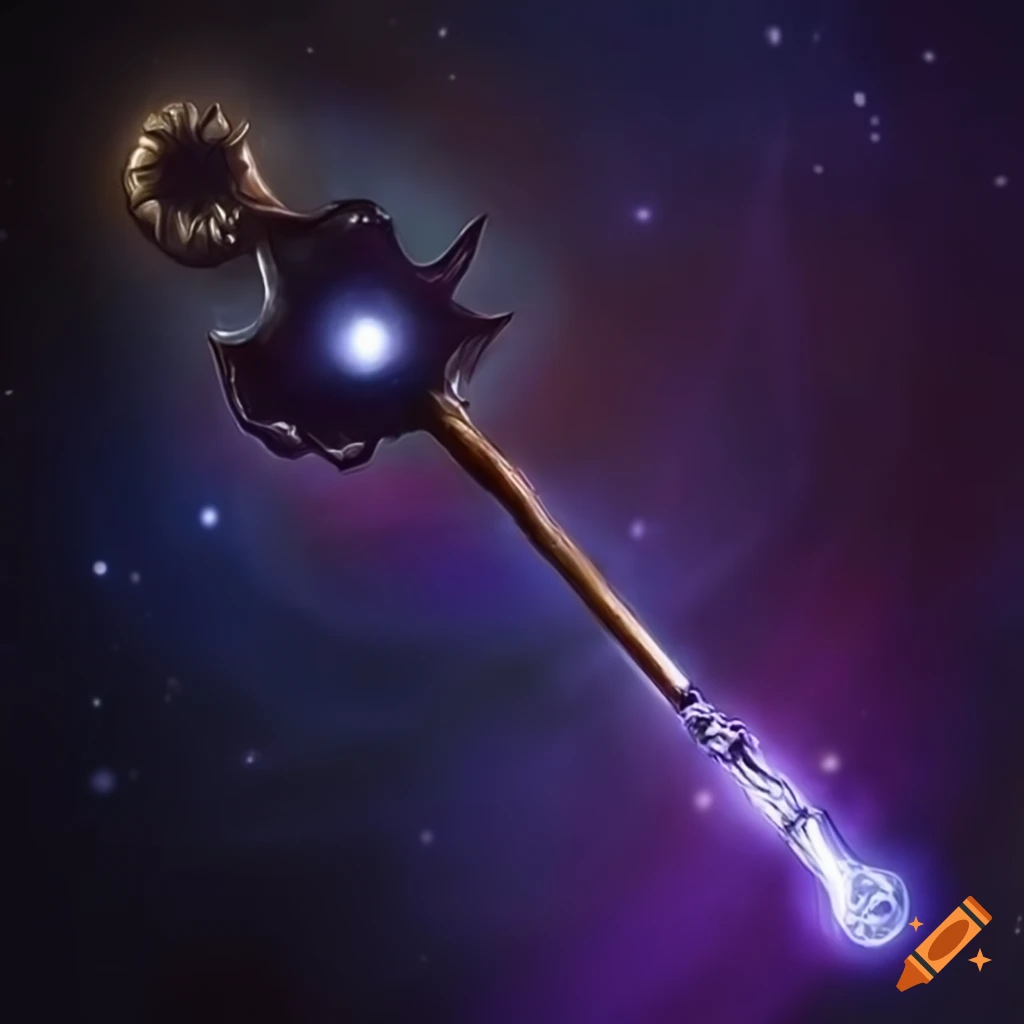 Magic staff with a dark star design on Craiyon