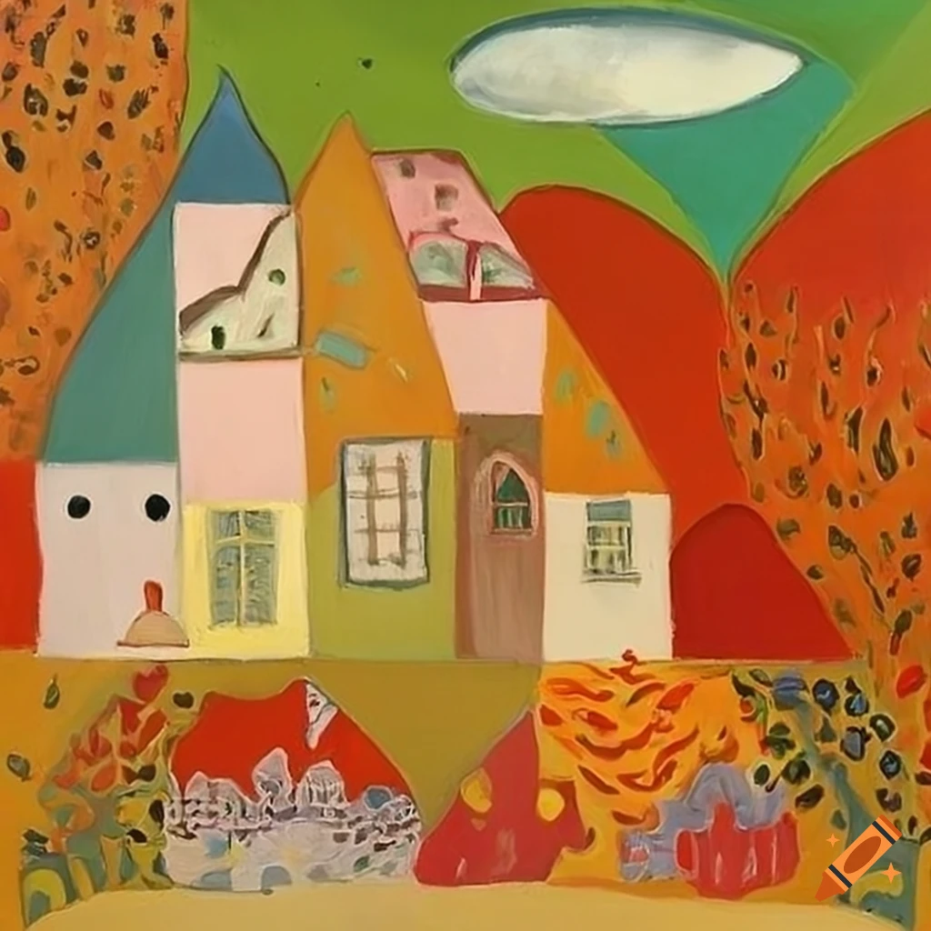 Surreal landscape with a beautiful house and ethereal creatures in the ...