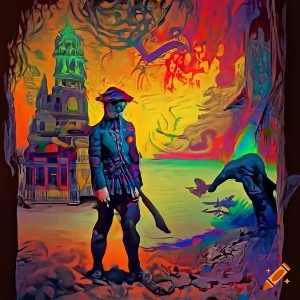 Intricate and surreal psychedelic art with vibrant colors and surreal imagery on Craiyon