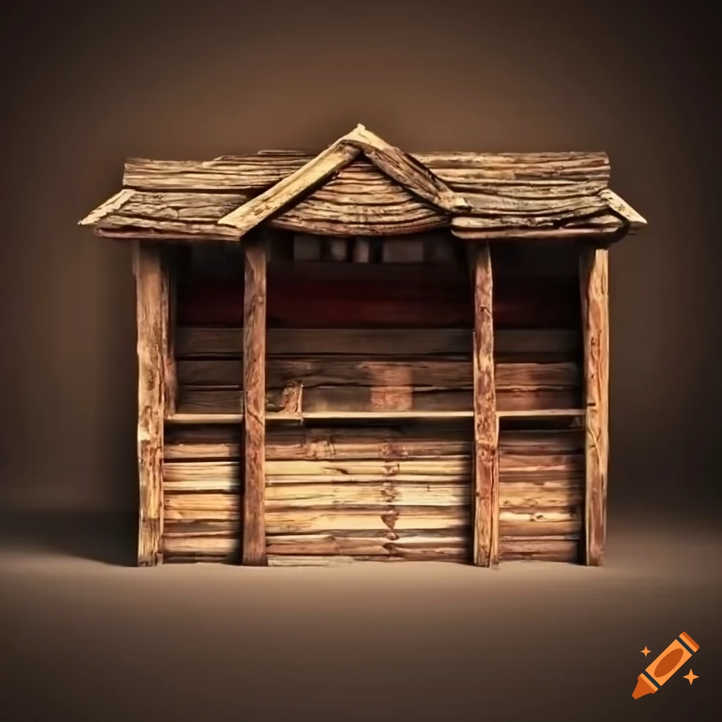 Ancient empty wooden stall on Craiyon