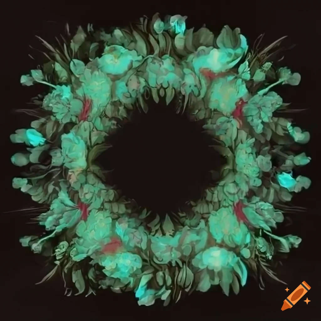 Small floral design with a 90's vintage VHS style on a black background on Craiyon