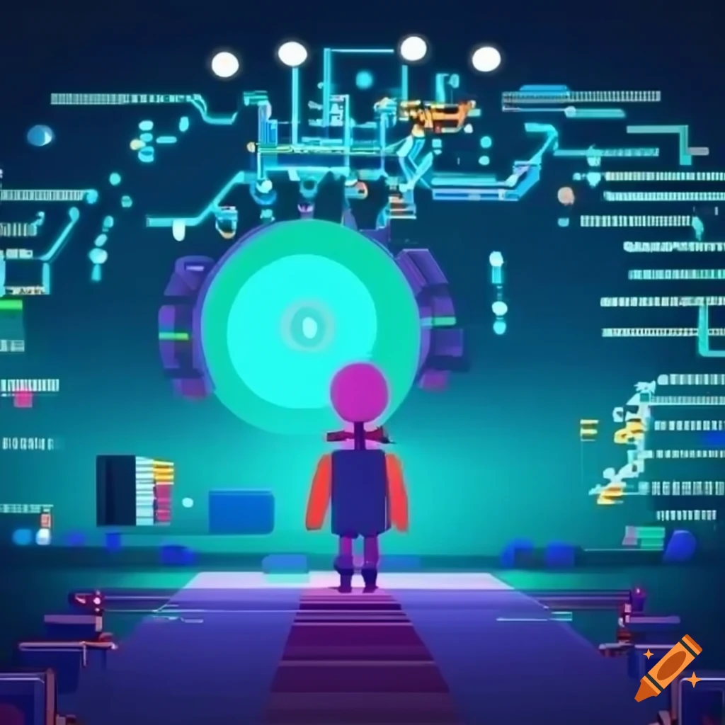 Technology animation with computer and circuit lines inspired by ...