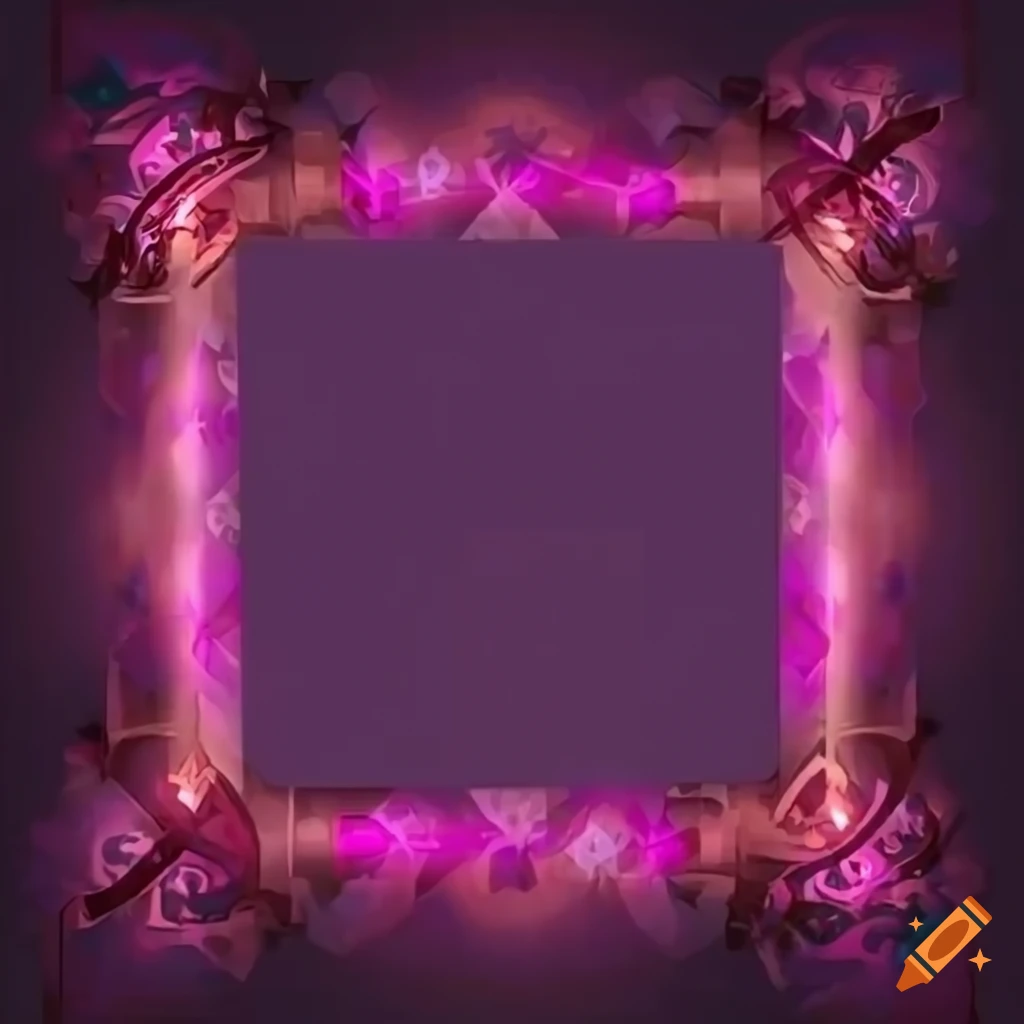 RPG UI square border ruby frame with pink flame effect on Craiyon
