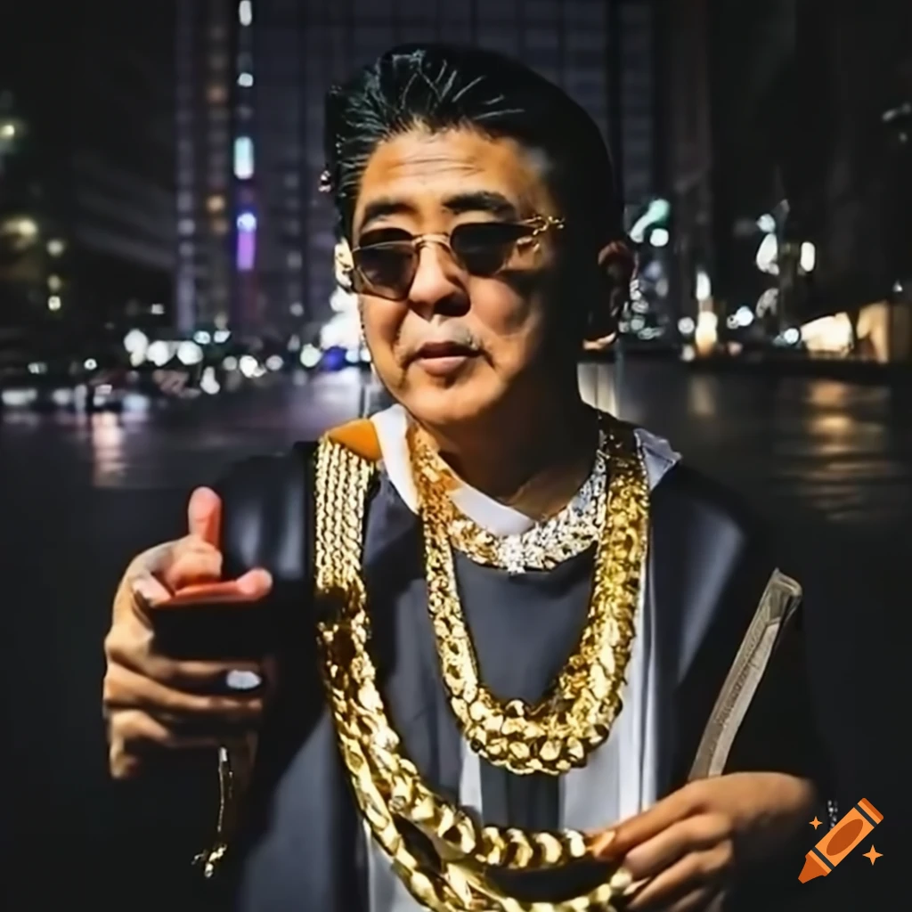Satirical image of politician dressed as a rapper in the city on Craiyon