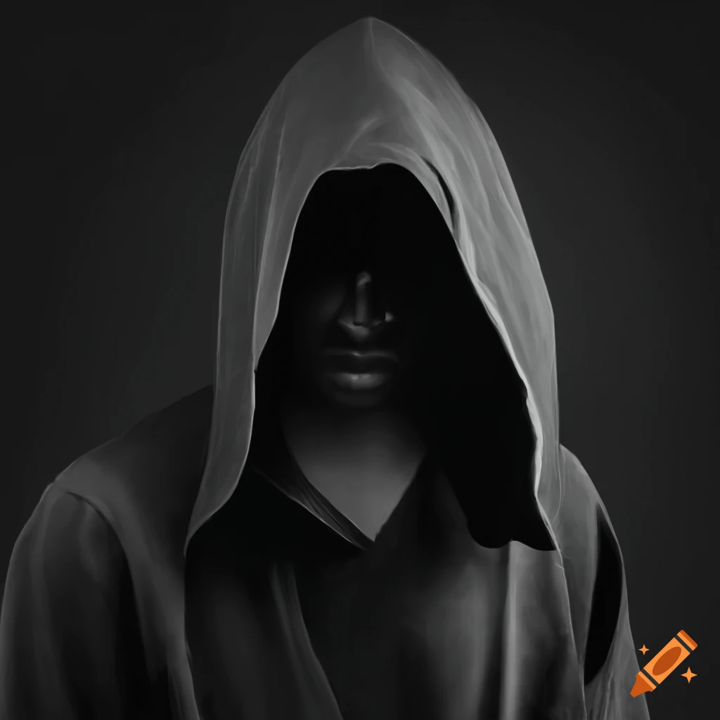 Mysterious hooded figure on Craiyon