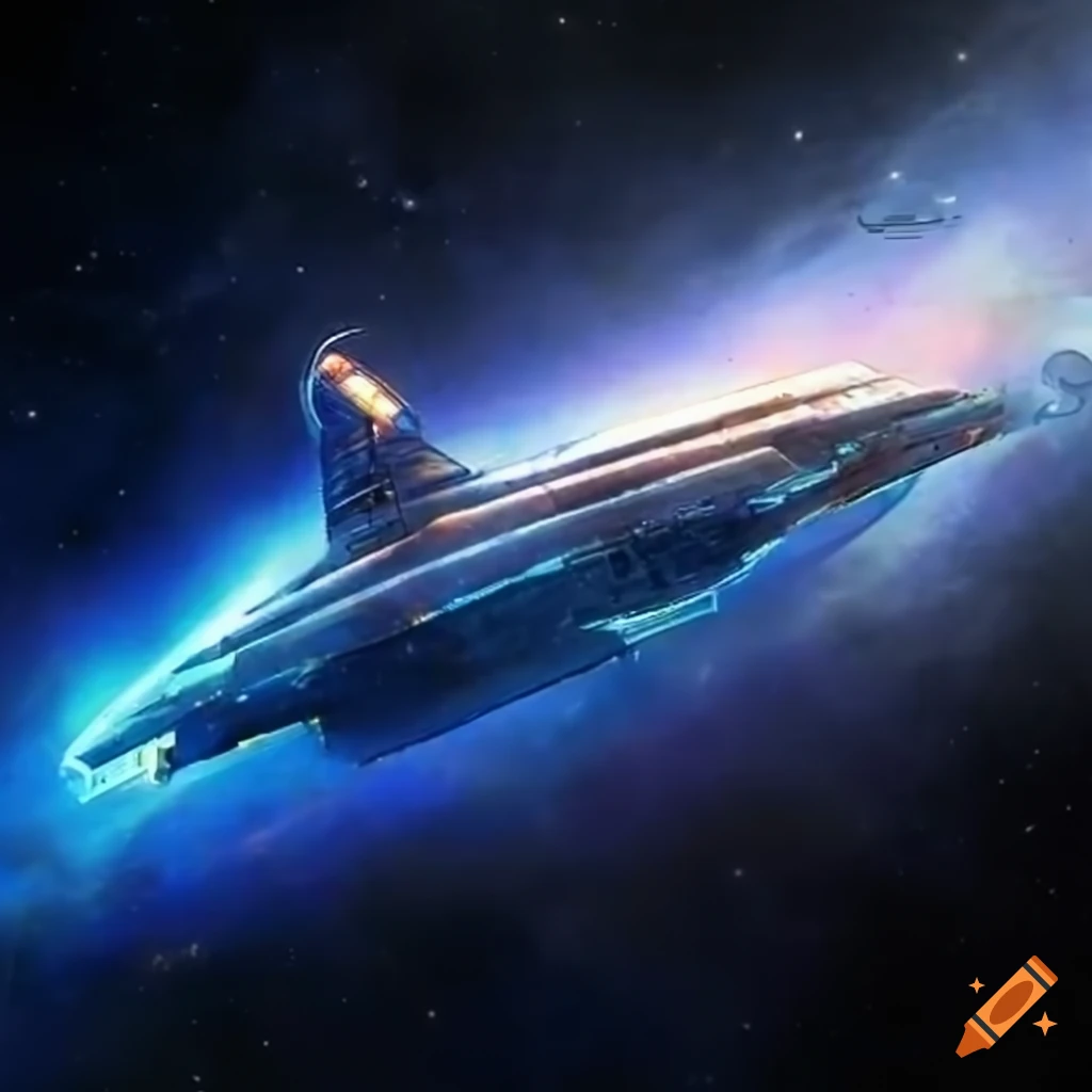 Sleek and futuristic starship design for "chronicles of the celestial empire" on Craiyon